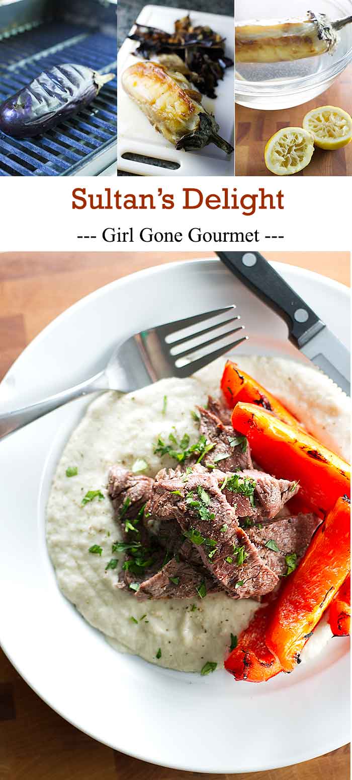 Grilled Steak with Eggplant Puree (Sultan's Delight) - Girl Gone Gourmet