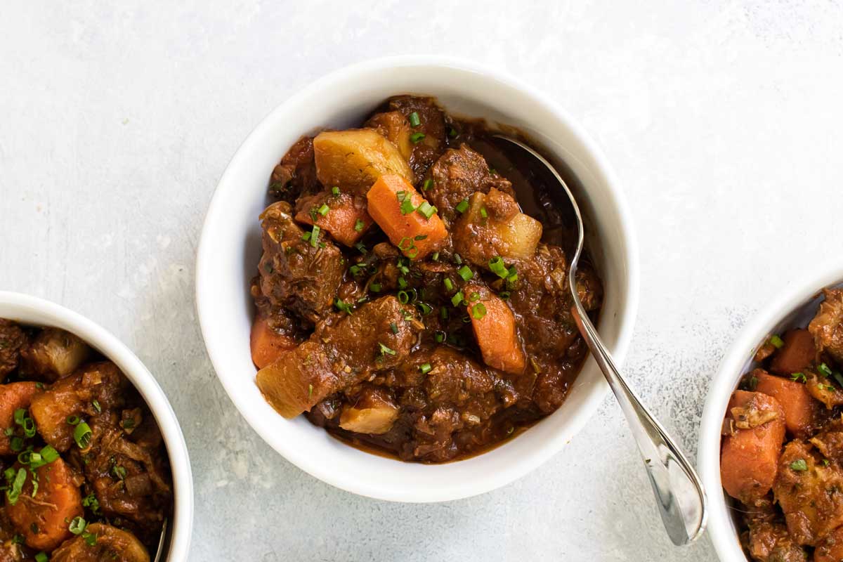 Slow Cooker Beef Stew with Spring Vegetables - Girl Gone Gourmet