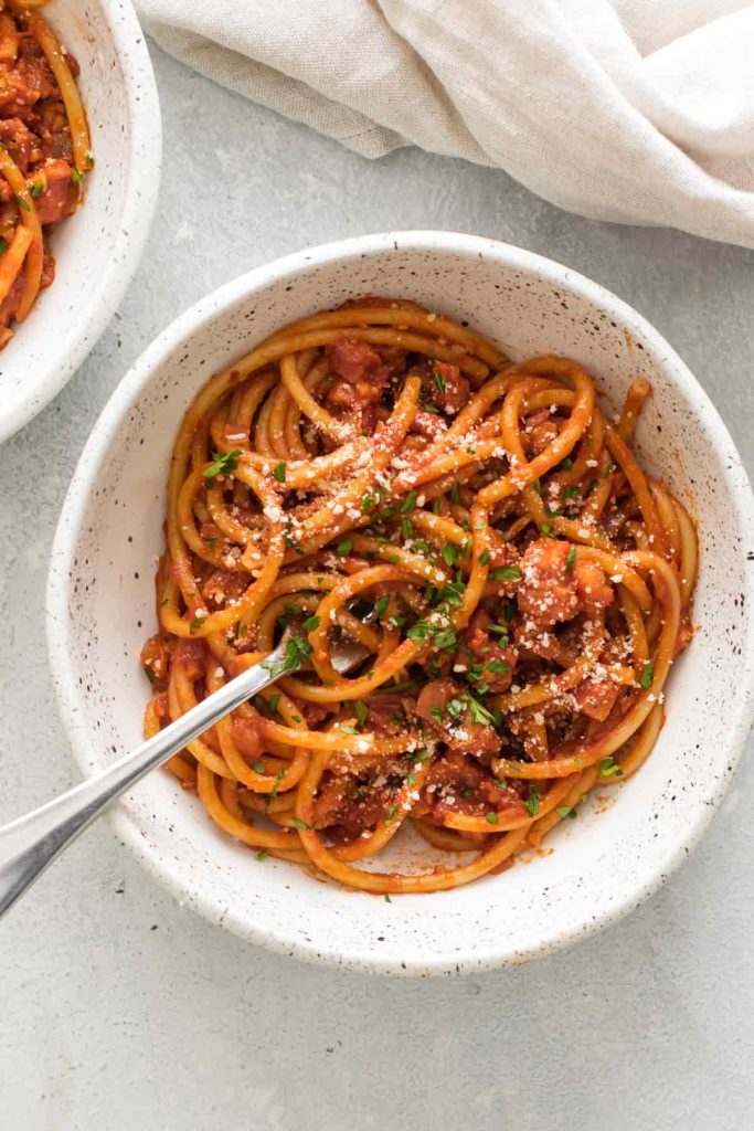 Bucatini all'Amatriciana - Girl Gone Gourmet