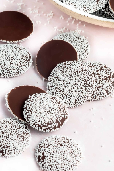 Peppermint Snowcaps Candy - Girl Gone Gourmet