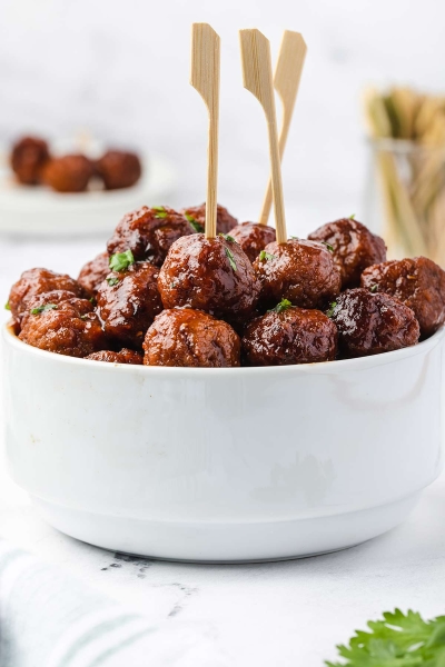 Raspberry Chipotle Meatballs (Slow Cooker) - Girl Gone Gourmet
