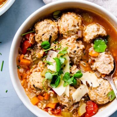 Meatball Wild Rice Soup - Girl Gone Gourmet