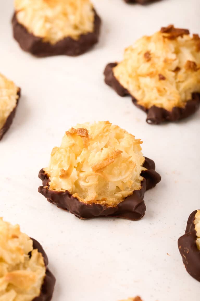 Chocolate-Dipped Macaroons - Girl Gone Gourmet
