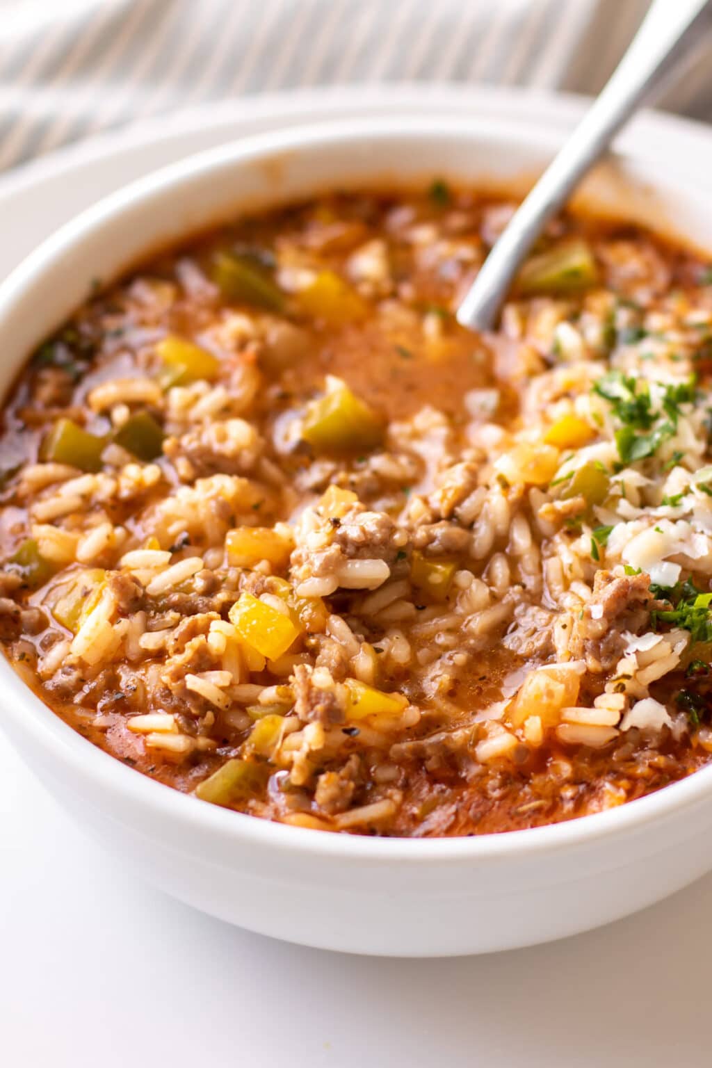 Italian Unstuffed Pepper Soup - Girl Gone Gourmet