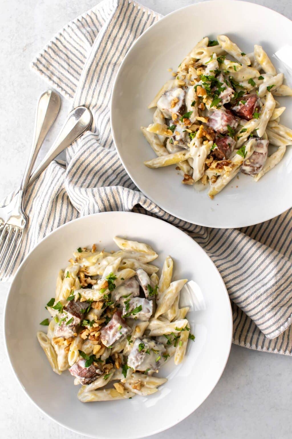 Blue Cheese Pasta with Steak - Girl Gone Gourmet