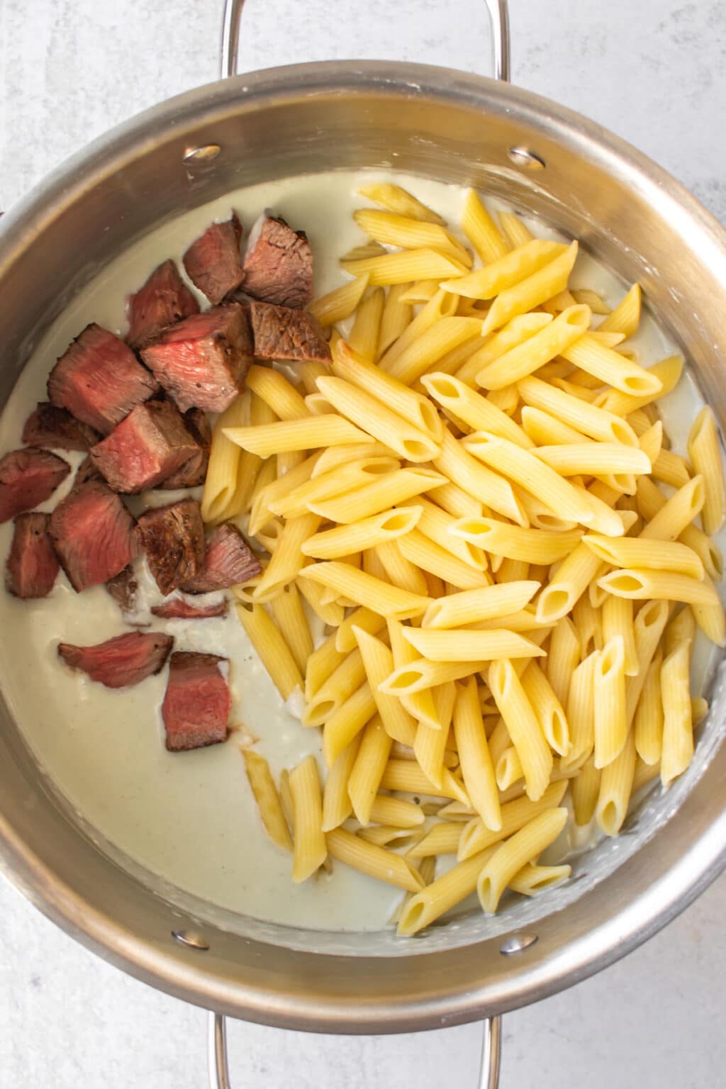 Blue Cheese Pasta with Steak - Girl Gone Gourmet