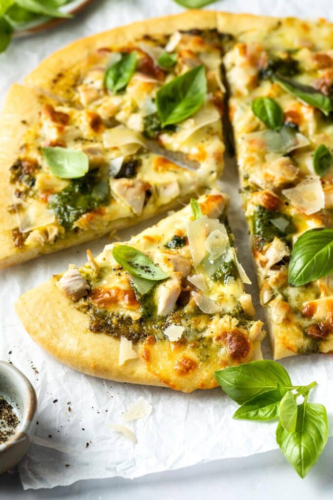 Pesto Chicken Pizza - Girl Gone Gourmet