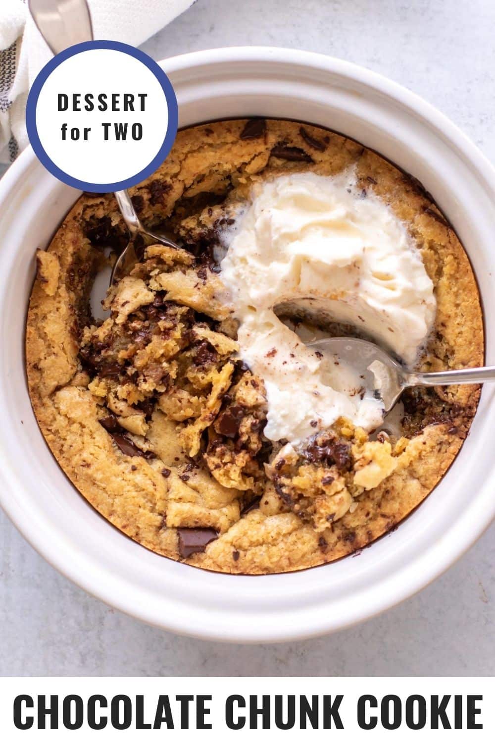 Deep Dish Chocolate Chunk Cookie for Two - Girl Gone Gourmet
